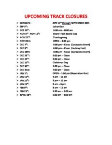 UPCOMING-TRACK-CLOSURES-UPDATE 11.26.18 | Utah Olympic Legacy Foundation